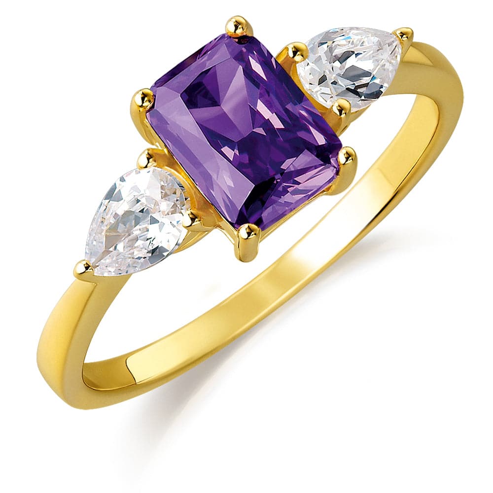 Tru Amethyst Radiant and Pear Cut Synthetic Lab Grown Diamond Three ...