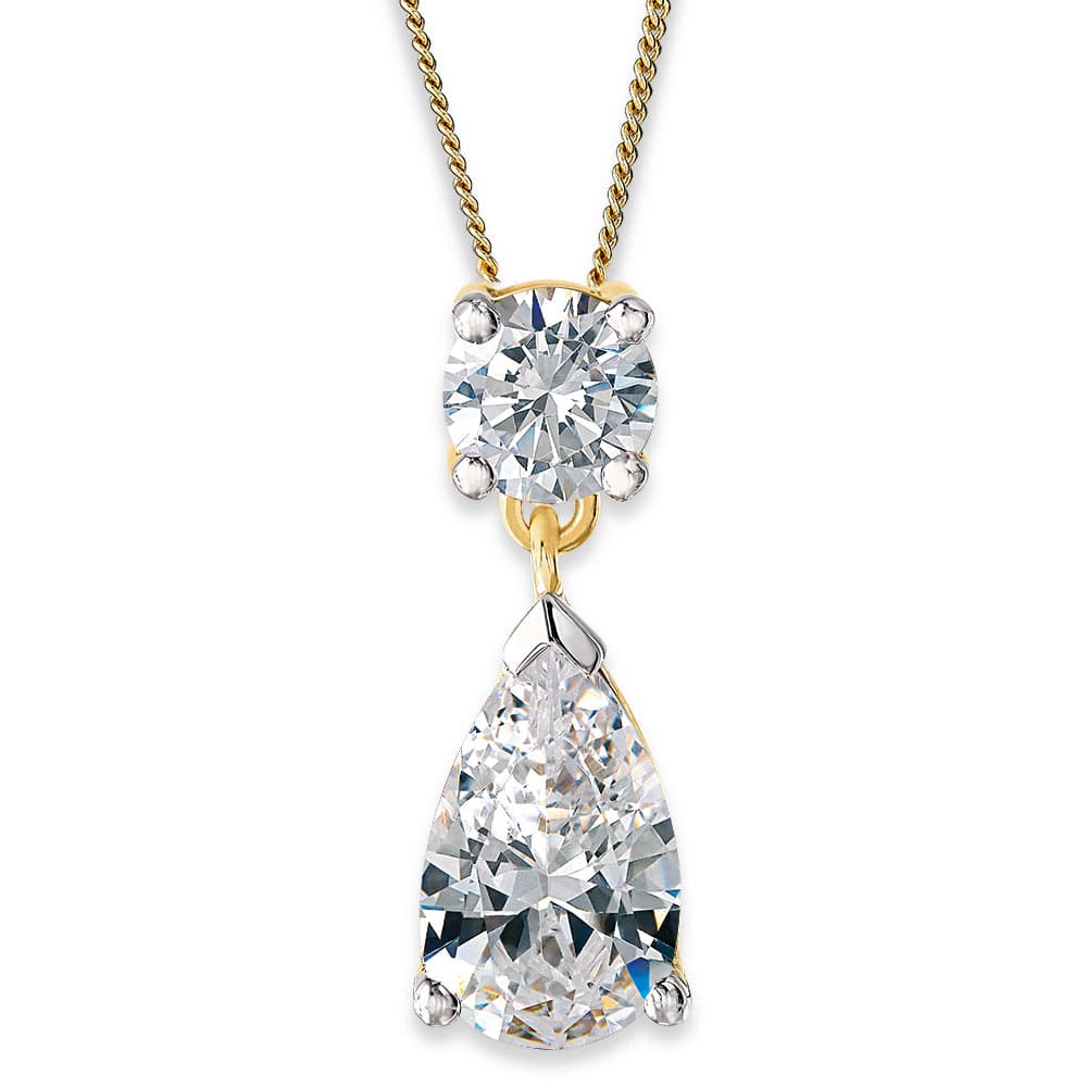 Tru-Diamonds™ Pear and Round Cut Synthetic Lab Grown Diamond Tear Drop ...